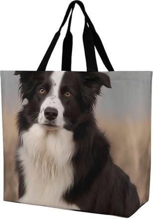 Generic Border Collie Sac Fourre-Tout D&eacute;contract&eacute; Tote Bag R&eacute;utilisable Sac Courses Pour Universit&eacute; Gym Quotidienne