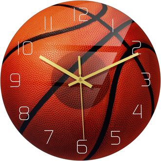 BESPORTBLE Garneck Sport-Wanduhr, Basketball, stumm, Wanduhr, dekorativ, geräuschlos, für Wohnzimmer, Schlafzimmer, Kinderzimmer