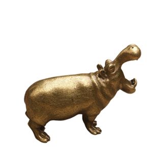 Generic Messing-Simulations-Nilpferd-Figuren, interessante Tiere, gro&szlig;e &Ouml;ffnung, Nilpferd, Miniatur-Statue, Skulptur, Desktop-Ornament, Zuhause, Bonsai, Mikro