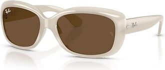 Ray-Ban Jackie Ohh Sonnenbrillen Opal Elfenbein Fassung Braun Glas 58-17