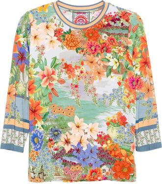 Johnny Was The Janie 3/4 T-Shirt mit rundem Ausschnitt - Blau