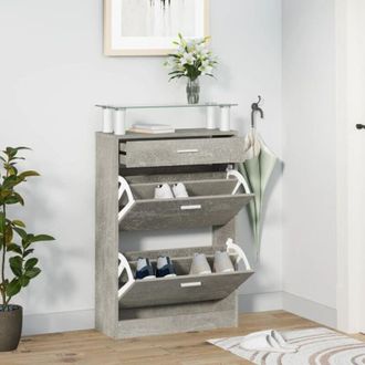 vidaXL Vidaxl - Armoire &agrave; chaussures Gris b&eacute;ton 63x24x104 cm Bois ding&eacute;nierie