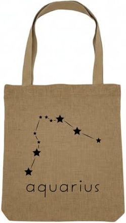 Fabulous Sac Shopping Tote Bag Aspect Lin - Aquarius Sign Astrology Star Divination Constellation Minimalist - Sac de Courses Toile Epaisse 360g Beige Naturel 