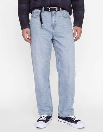 Jack & Jones Alex jean baggy taille haute en denim bleu