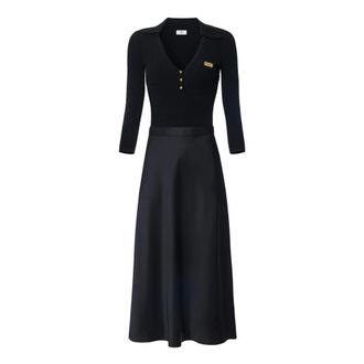 Elisabetta Franchi Midi-Kleid mit Satinrock - - Dresses - Damen - Schwarzk - XL