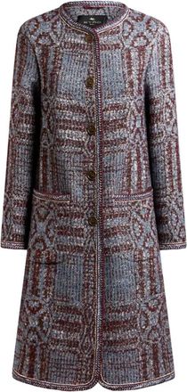 Etro Femme, Manteaux, Multicolore, Taille: 38 FR Manteau Long Imprim&eacute; G&eacute;om&eacute;trique Textur&eacute;