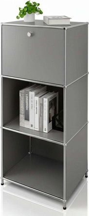 Floordirekt Metallregal Concept Epure MK-107 4-stöckiges Aufbewahrungsregal mit verschließbarem Fach & Ablagen Grau