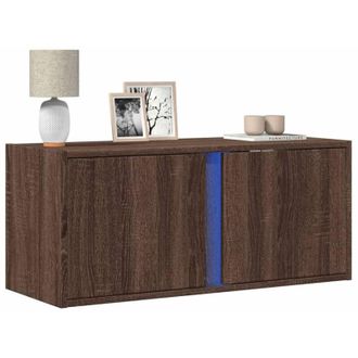 vidaXL Vidaxl - Meuble tv mural avec lumi&egrave;res led ch&ecirc;ne marron 80x31x35 cm