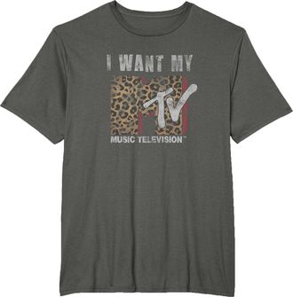 Giesswein Music Television Animal Print White Font Want My MTV T-Shirt