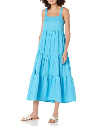 The Drop Damen Britt Maxi-Zeltkleid im Stufendesign, Ozeanblau, XL
