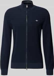 GANT Cardigan mit Zweiwege-Rei&szlig;verschluss und Label-Stitching