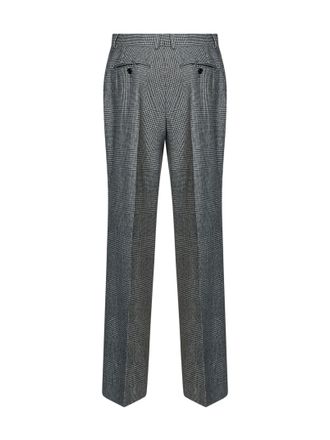 Dolce & Gabbana Prince of Wales Check Virgin Wool Trousers - Gray