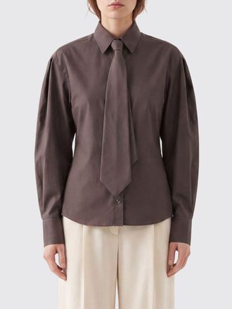 Brunello Cucinelli Chemise en coton m&eacute;lang&eacute; avec broderie et Monili