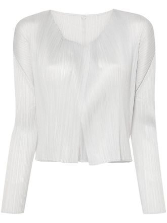 Pleats Please Issey Miyake veste &agrave; design pliss&eacute; - Gris