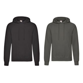 Fruit Of The Loom Kapuzen-Sweatshirt Hooded Sweat 2XL,2er Schwarz/Anthrazit