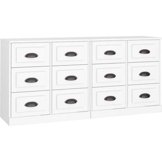 vidaXL Buffets 2 pcs blanc bois ding&eacute;nierie Vidaxl