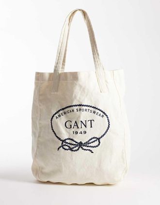 GANT Tragetasche in Eierschalenwei&szlig; mit Vintage-Logo