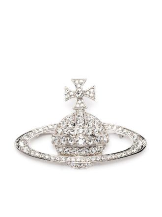 Vivienne Westwood broche Bas Relief &agrave; motif Orb et ornements en cristal - Argent
