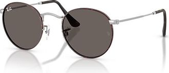 Ray-Ban Round Metal Sonnenbrillen Matt Silber Fassung Grau Glas 53-21
