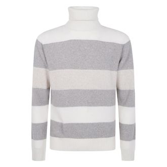 Barba Pullover mit Rollkragen und horizontalen Streifen - - Knitwear - Herren - Beige - L