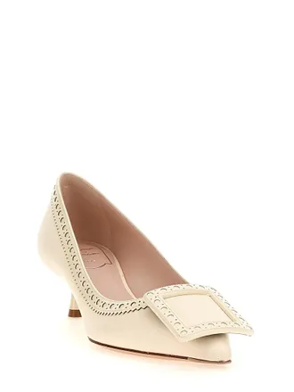 Roger Vivier Womens Pump White Lamb Leather