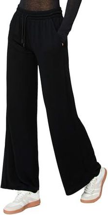 Nur Die Wide Pants mit Weitem Bein-schnitt Lockere Passform Kordelzug Verstellbarer Breiter Bund Weich Weite Hose High Waist Pantalon décontracté, Noir, XL Gr