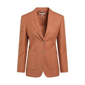 Chlo&eacute; Einknopf-Sakko aus Wollgabardine - - Jackets - Damen - Orange - XS