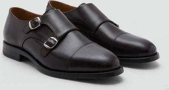 Mango Chaussures cuir double boucle marron - Homme - 40 - MANGO MAN