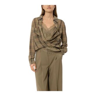 Luisa Cerano Hemdbluse mit Webstruktur-Karo - - Blouses & Shirts - Damen - Gr&uuml;n - M