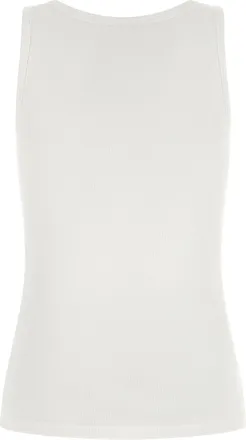 Courr&egrave;ges Ribbed Cotton with Front Zip Tank Top - White