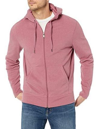 Amazon Essentials Sweat-Shirt à Capuche Léger en Tissu Éponge Entièrement Zippé, Coupe Confortable Homme, Rose, L