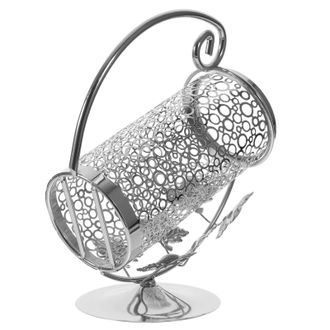 NUOBESTY Flaschenhalter aus Metall Einzelflaschenhalter Weinregal im Vintage Stil Silber Weinpr&auml;sentationsst&auml;nder f&uuml;r Tisch und Bar