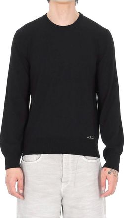 A.P.C. A.p.c., Homme, Pulls, Noir, Taille: L Maglia girocollo in cotone logo