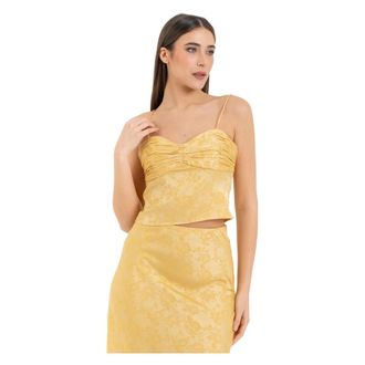 Kocca Femme, Tops, Jaune, Taille: 38 FR Fitted Jacquard Floral Top