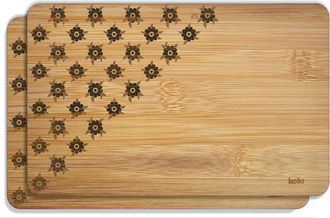 Wallario 2er Set Frühstücksbrettchen aus Holz, Holzunterlage, Holzbrettchen Muster mit Blüten und Blättern, Größe 22 x 14 cm