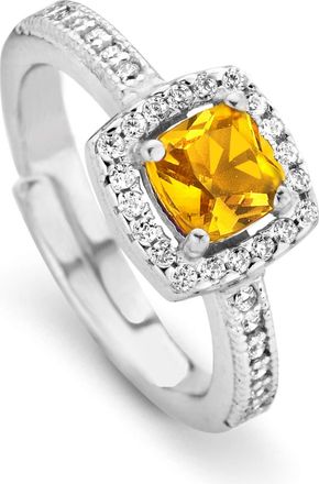 Orphelia Damen-Ring 925 Silber rhodiniert Zirkonia braun Quadratschliff Gr. 50 (15.9)-ZR-7199/CH/50