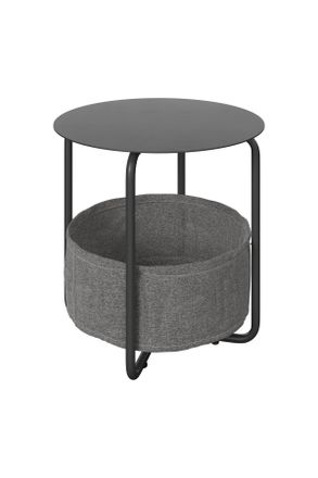 ambia GARDEN Beistelltisch, Anthrazit, Metall, Textil, rund, Rundrohr, 50x51x50 cm, Stauraum, einfacher Aufbau, Wohnzimmer, Wohnzimmertische, Beistelltische, Beist
