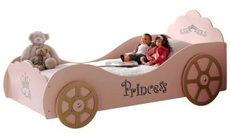 Vipack SCPK200 Kutschenbett, Circa 210 x 120 x 105 cm, Liegefl&auml;che 90 x 200 cm, lackiert aufgedruckte Optik, rosa