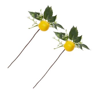BESPORTBLE K&uuml;nstliche Zitronenzweige 2 St&uuml;ck Lebensechte Gelbe Zitronenstiele aus Kunststoff Selbstgemacht Serviettenhalter und Vasen Dekoration f&uuml;r Tischgesteck