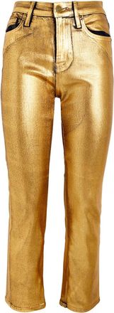 Frame Denim Le Crop Mini Cropped Metallic Coated High-Rise Bootcut Jeans Size 25/63