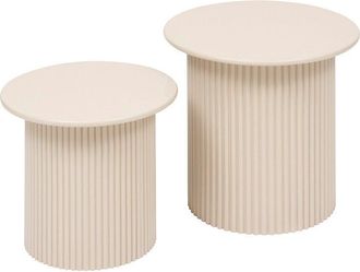 Atmosphera Atmosphera - 2 tables gigognes Eino beige 40x40x38cm cr&eacute;ateur dint&eacute;rieur