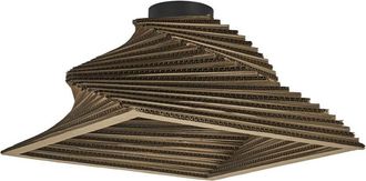 Osram Plafonnier Decor Cardboard Square Turn marron en carton ondul&eacute;, E27, 400 mm de diam&egrave;tre, abat-jour en mat&eacute;riau recycl&eacute;, durable gr&acirc;ce &agrave; sa