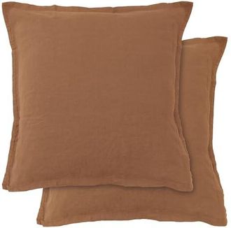 Matt & Rose Lot de 2 Taies doreiller 65x65 cm Uni Passion Lin | 100% Lin Lav&eacute; | Oeko-TEX Standard 100 | Ecorce