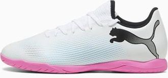 Puma Puma Men Future 7 Play It Soccer Shoes, Puma White-Puma Black-Poison Pink, 45 EU