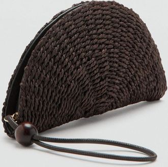 Mango Pochette fibres naturelles chocolat - Femme - Taille unique - MANGO