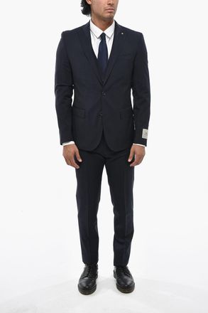 Corneliani CC COLLETION Dreiteiliger Anzug Mit Weste Aus Schurwolle Und Mohair Corneliani
