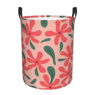 Generic Gr&uuml;ne Bl&auml;tter, Rote Bl&uuml;ten Korb Aufbewahrung Rund W&auml;schek&ouml;rbe Stehender W&auml;schetonne F&uuml;r Decken Lagerung Badezimmer