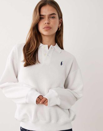 Polo Ralph Lauren Lang&auml;rmliges Sweatshirt in Wei&szlig;