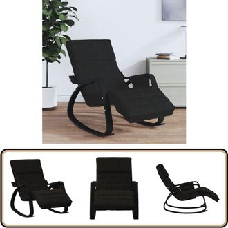 vidaXL Schaukelstuhl Schwarz Stoff - Schaukelstuhl - Gartenstuhl - Esszimmerstuhl - Lounge Chair - Holzstuhl