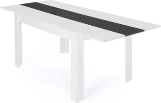 IDMarket Table à manger extensible rectangle GEORGIA 6-10 personnes blanche et grise 140-220 x 90 cm
